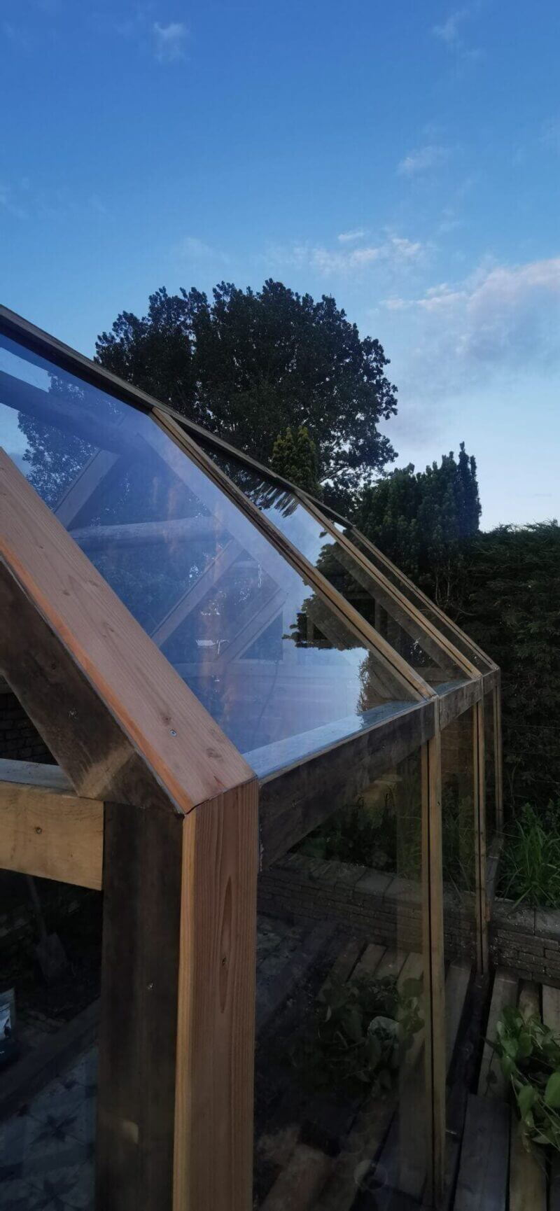 Schne Gewchshaus Holz Flachdach Ebenbild