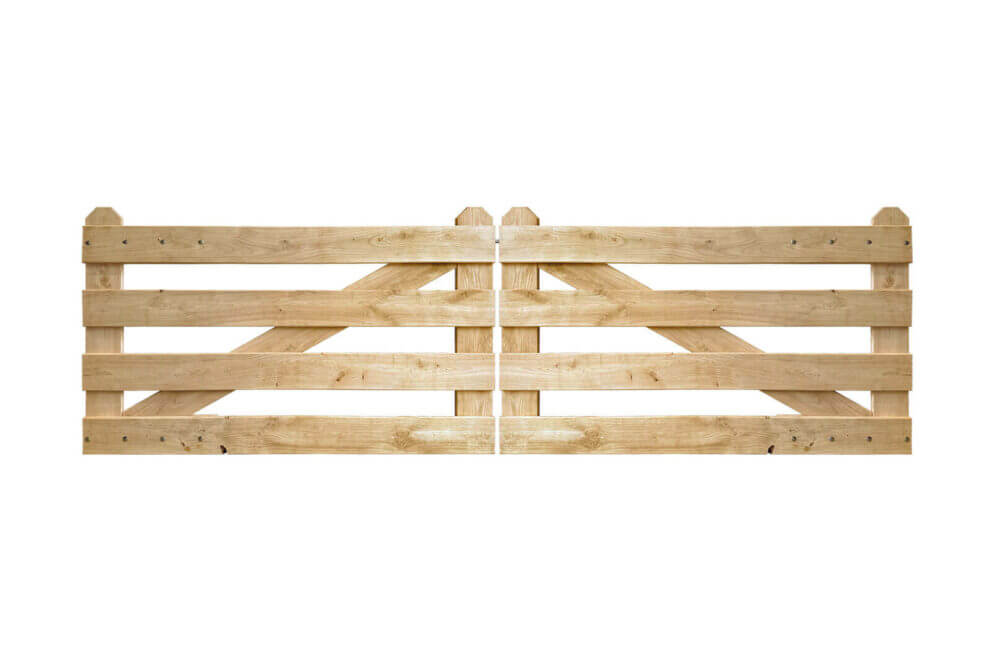 Portail rustique angle 4 planches châtaignier double - Adéquat châtaignier